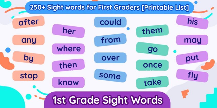 250+ Sight Words for First Graders